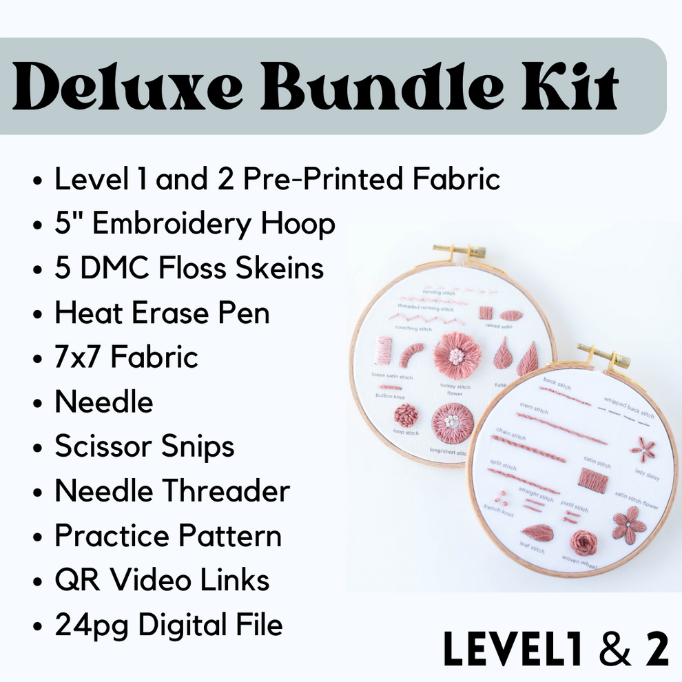 Beginners Stitch Sampler Kit - Level 1 & 2 - Learn Hand Embroidery ...