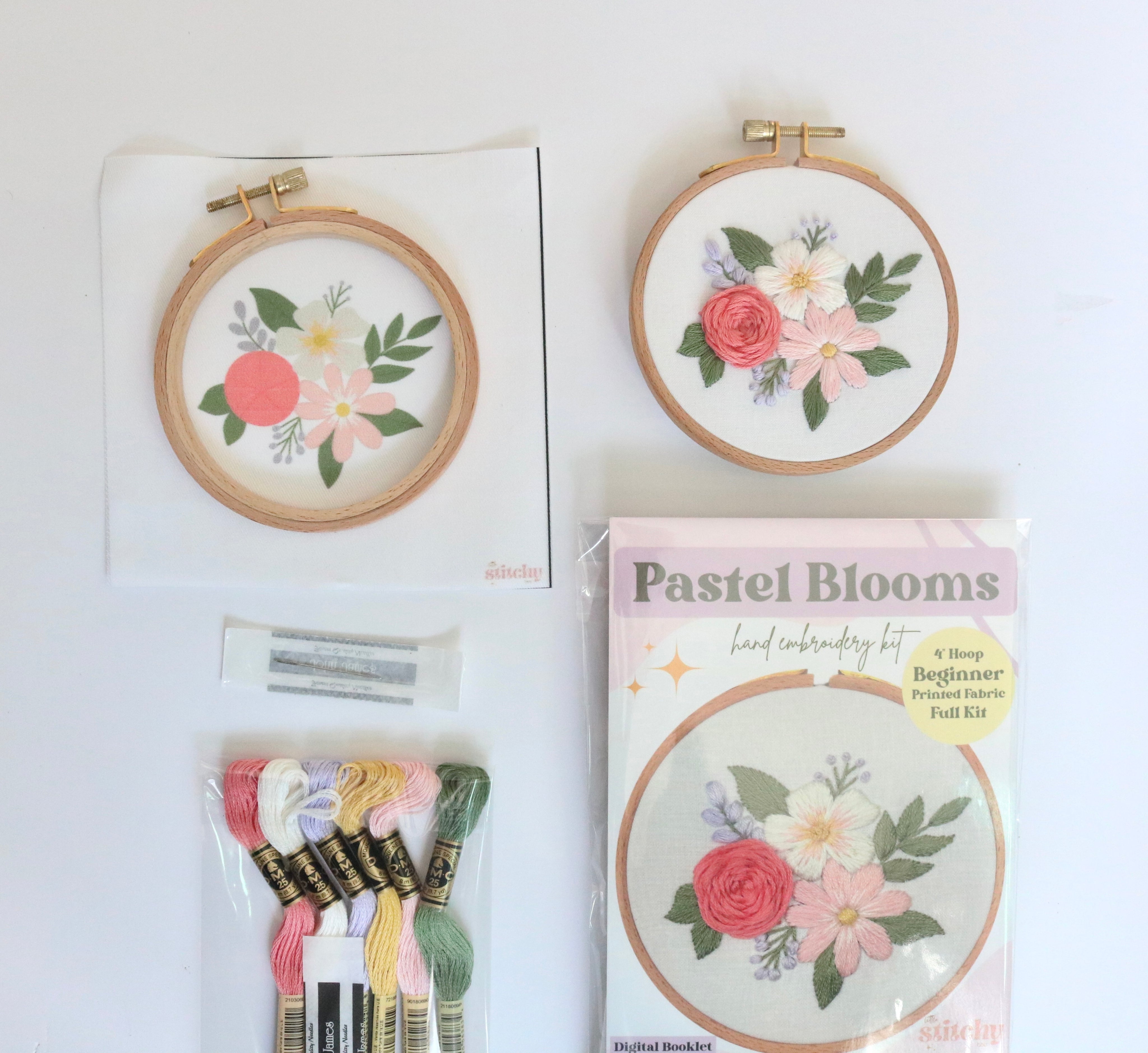 4" Pastel Blooms Embroidery Kit – Little Stitchy Bee
