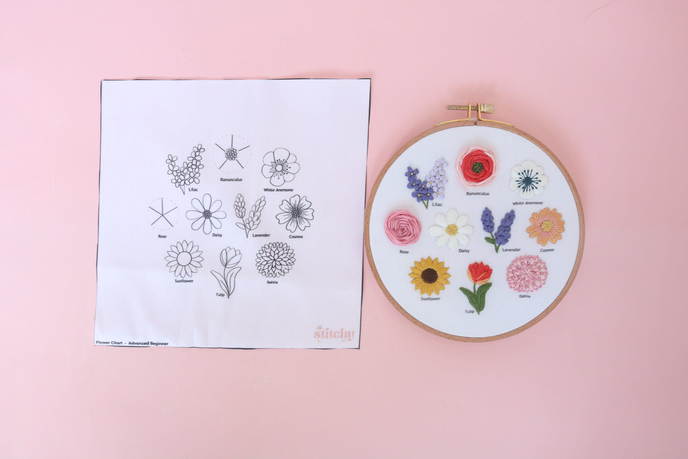 6" Flower Chart Embroidery Kit - Confident Beginner – Little Stitchy Bee